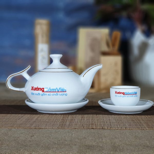 Bộ trà trắng vòi voi ATK-08 - Xưởng Gốm Việt cung cấp ấm chén gốm sứ giá rẻ